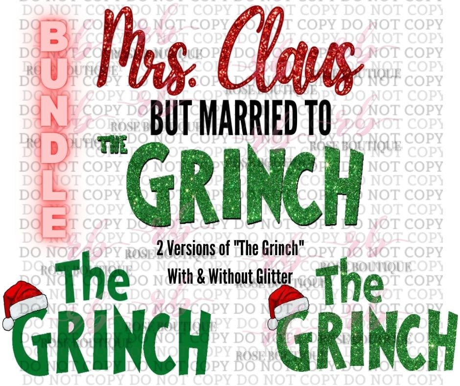 Mrs. Claus but Married to the Grinch BUNDLE SUBLIMATION Digital Design ...