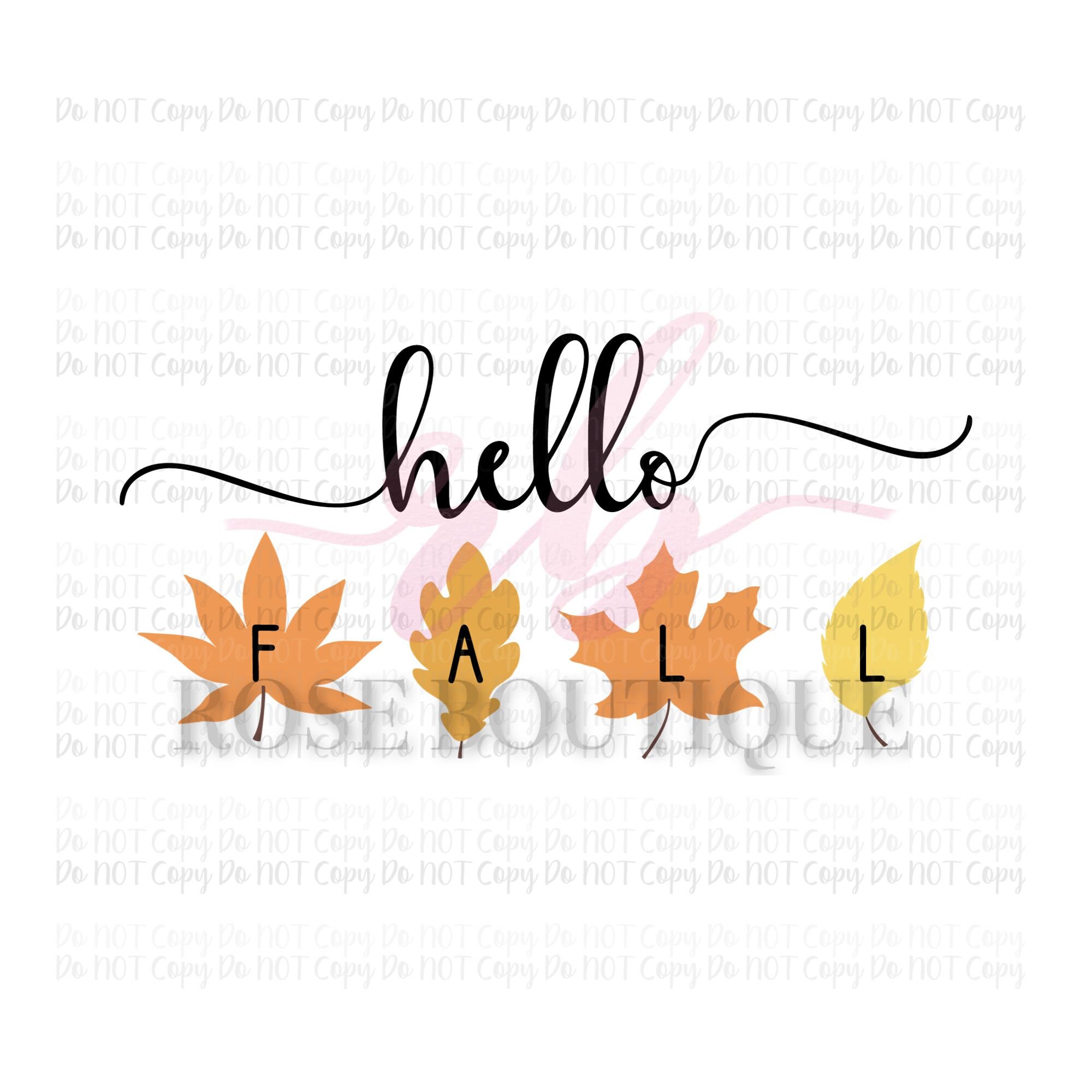 Hello Fall Clip Art SUBLIMATION Digital Design PNG Autumn - Etsy