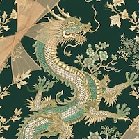Lunar Newyear Wrapping Paper, Red Dragon Design, Festive Gift Wrap for ...