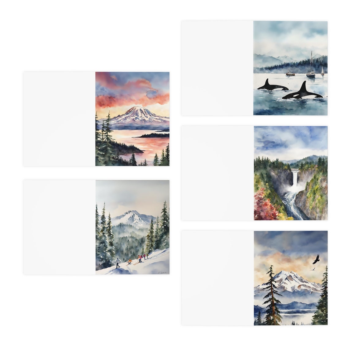 Seattle Holiday Cards - Pacific Northwest Landmarks (5 Pack ...