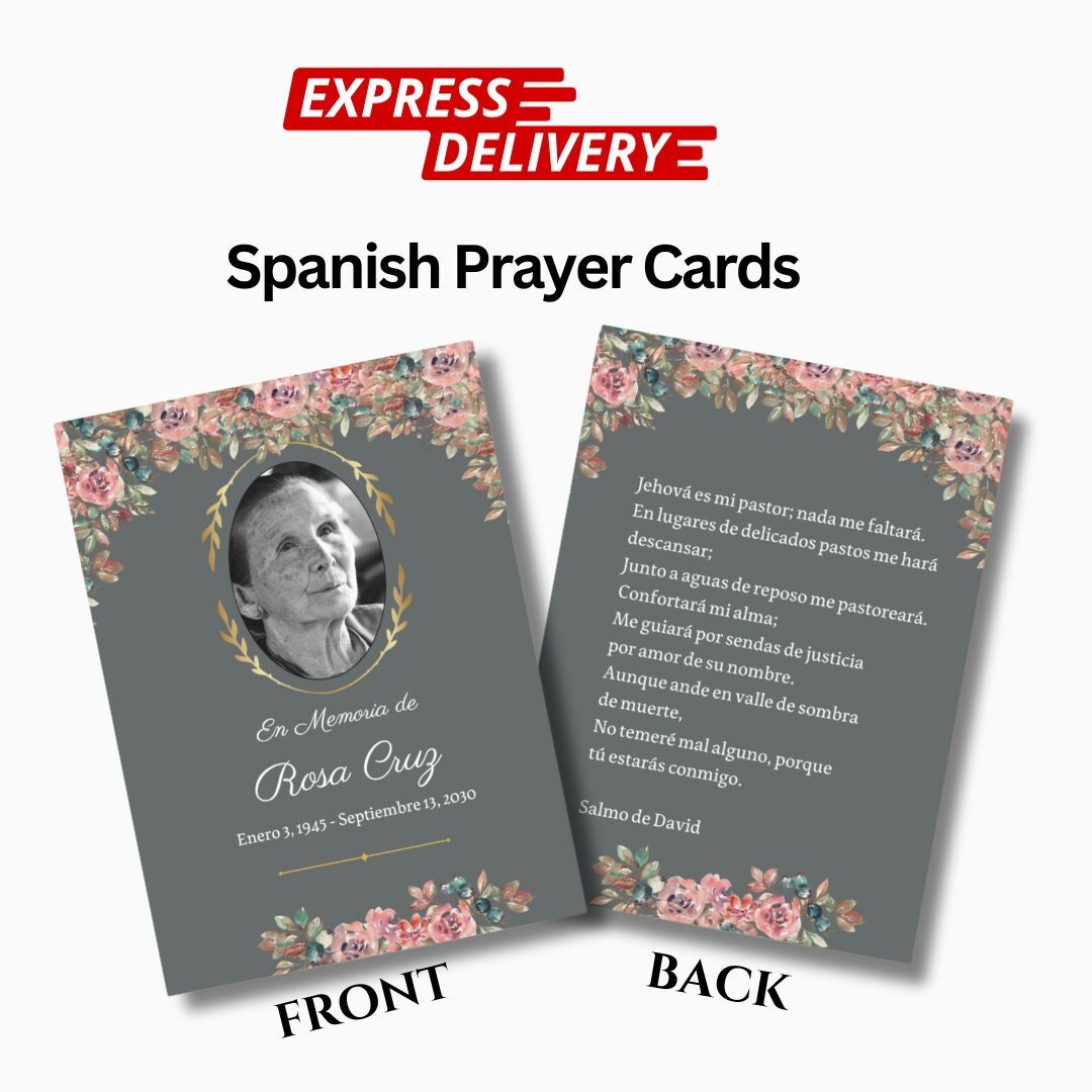 PRINTED Spanish Funeral Prayer Cards Bundle, Customized and Shipped to ...