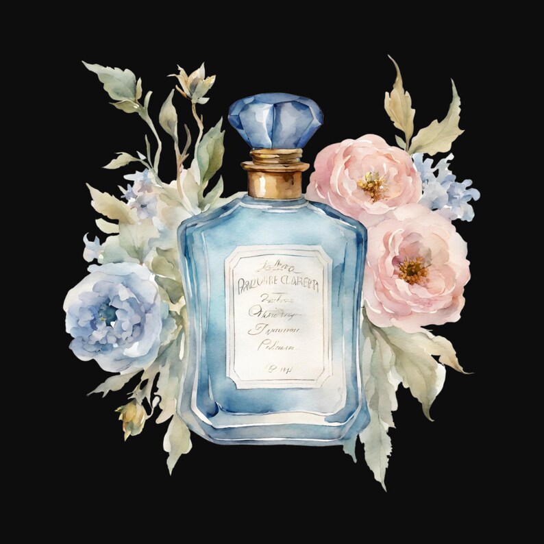 French Shabby Chic Perfume Bottles Clip Art, SVG. Bundle of 6 Bottles ...