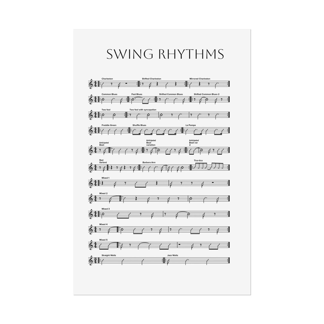 Swing Music Rhythms Poster, Music Lover Gift, Musician Wall Art Print ...