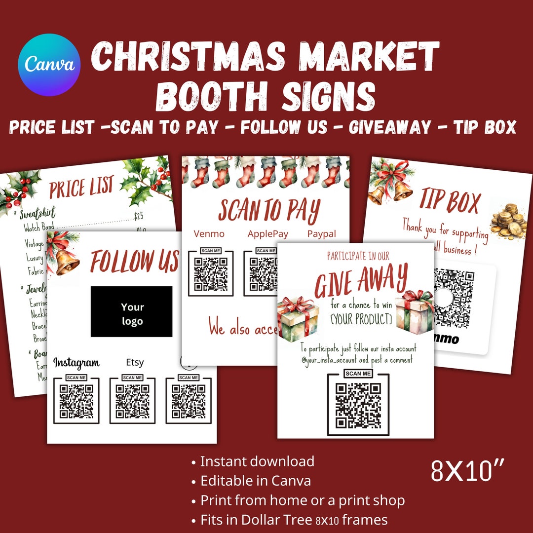 Christmas Market Craft Show Table Top Signs, Stand Display Bundle Canva ...
