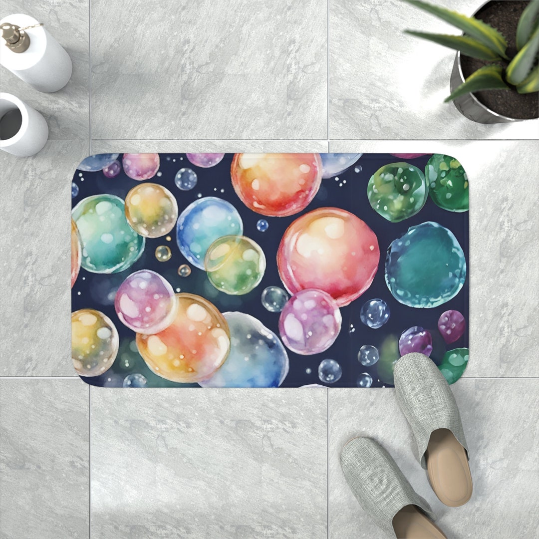 Kids Bath Mat With Bubbles, Memory Foam Bath Mat, Funny Colorful Bath ...