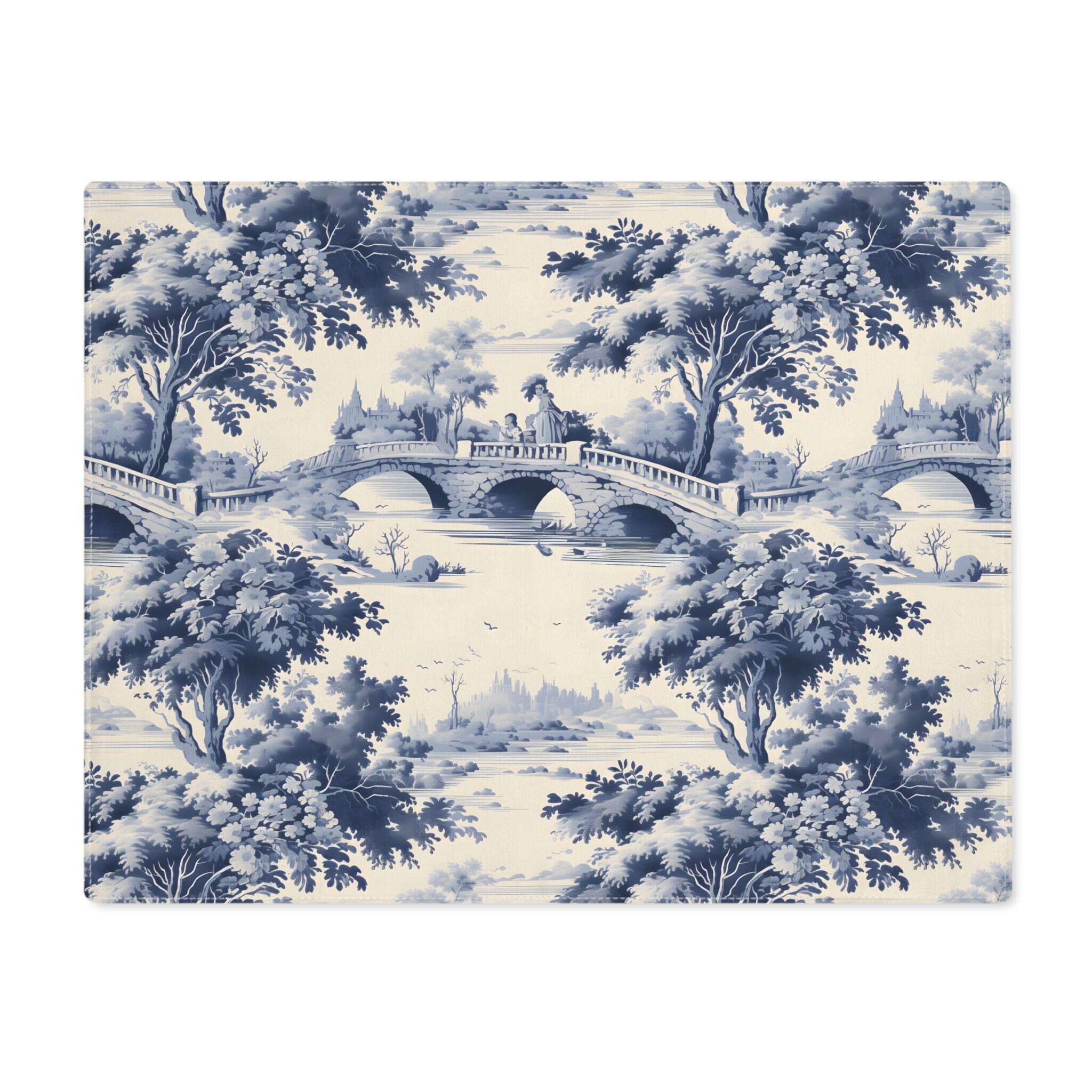 Blue Toile De Jouy Placemat Set, French Country Table Decor, Blue ...