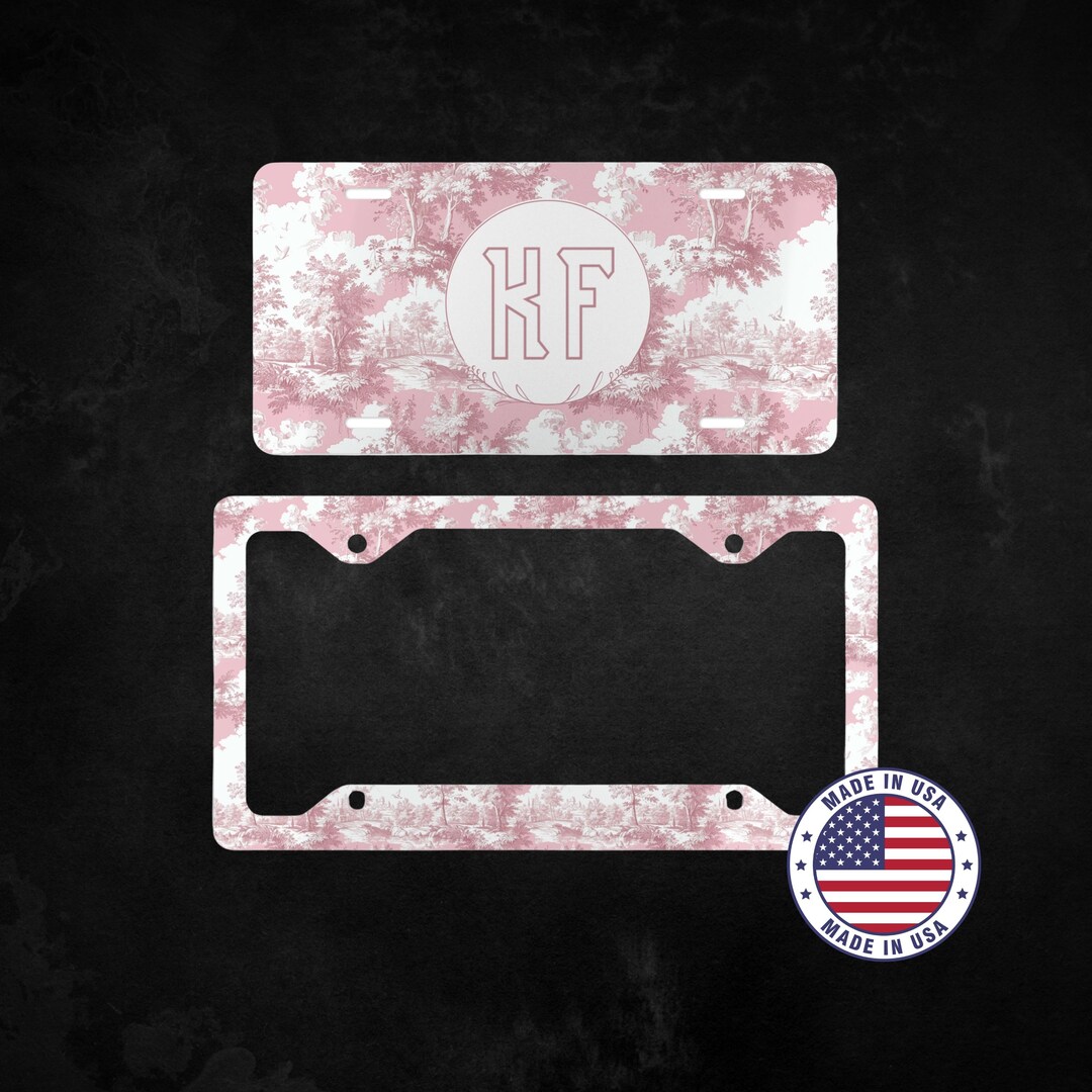 Pink Toile License Plate Frame, Cute Girly License Plate Frame and ...