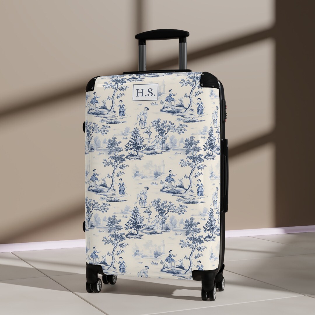 Luxury Monogram Toile De Jouy Suitcase With Blue Chinoiserie, French ...