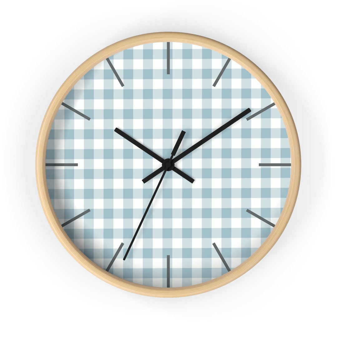 Blue Gingham Nursery Wall Clock: Preppy Baby Boy Decor - Etsy