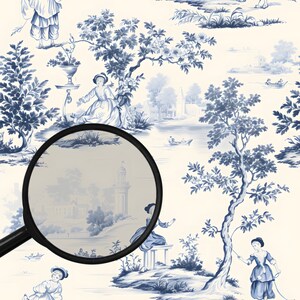 French Toile Wrapping Papers, Blue Toile De Jouy Gift Wrap, Toile Paper ...