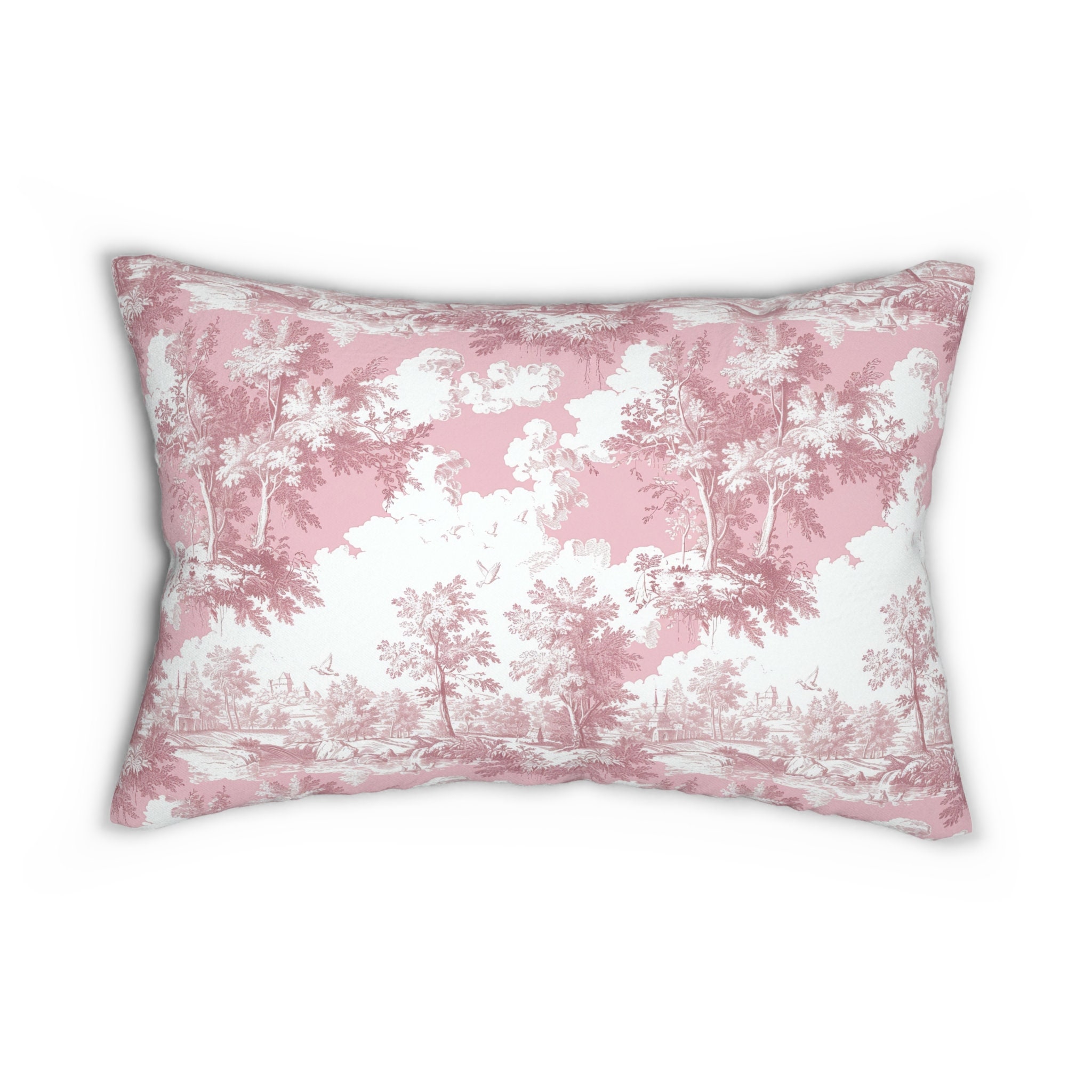 Pink Toile Lumbar Pillow, Toile De Jouy Pillow, Shabby Chic Throw ...