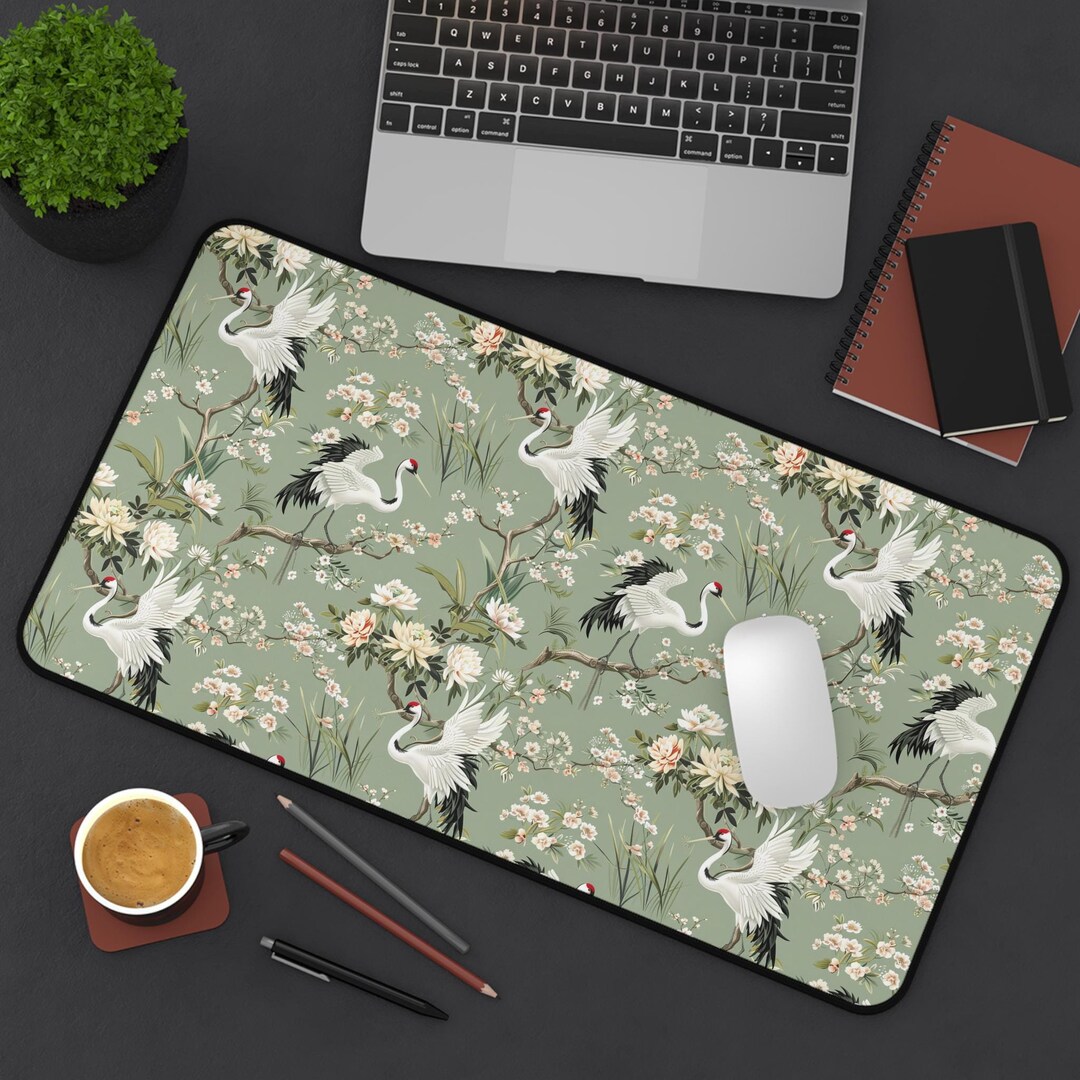 Mid-century Modern Crane Sage Green Desk Pad for Office Decor, Desk Mat ...