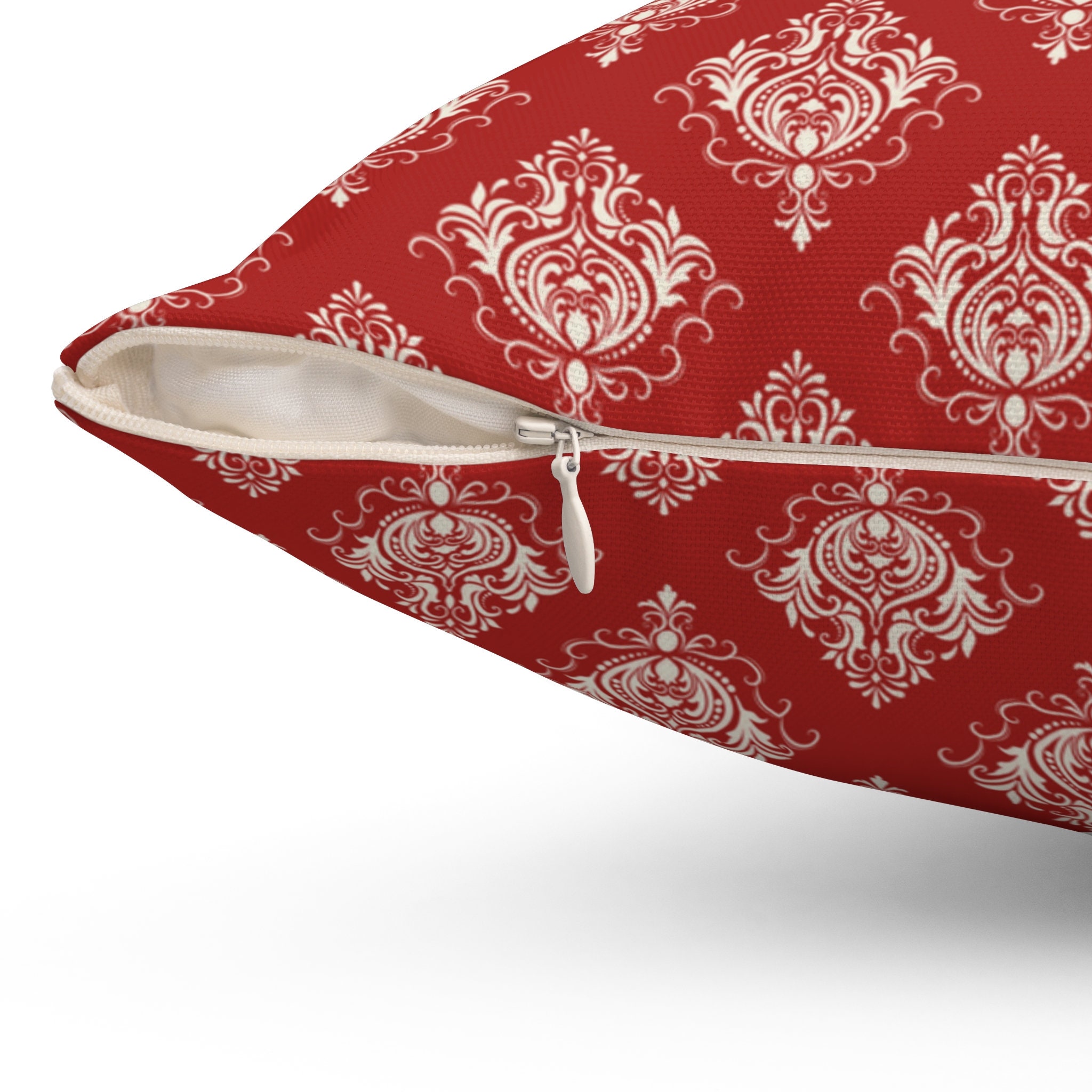 Red French Country Pillow Set, Red Damask Patterns, French Inscriptions ...