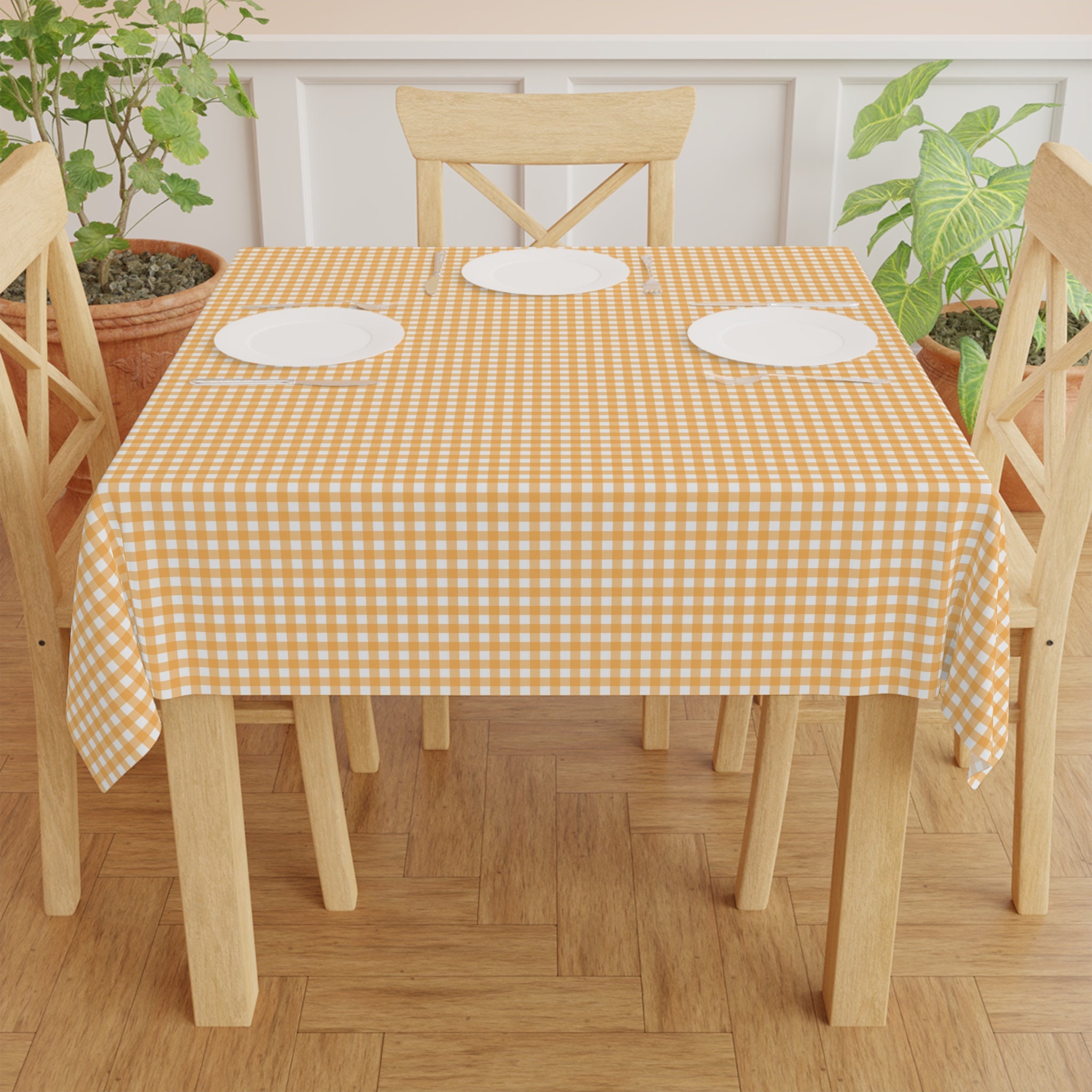 Yellow Gingham Tablecloth, Retro Vichy Tablecloth for Spring 2024, Blue ...