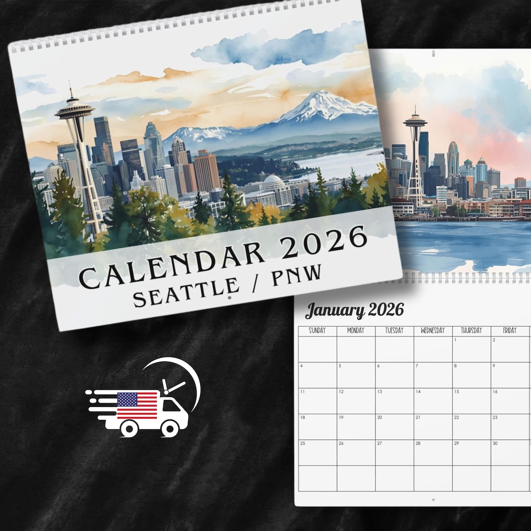 Large Seattle 2026 Wall Calendar, PNW Washington State Landscapes ...