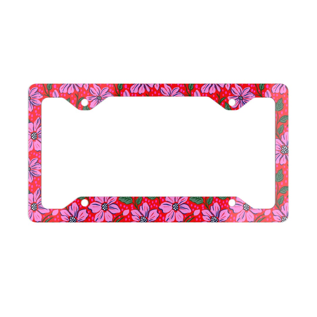 Hawaii Red Floral License Plate Frame, Red Car Plate Cover, New Driver ...