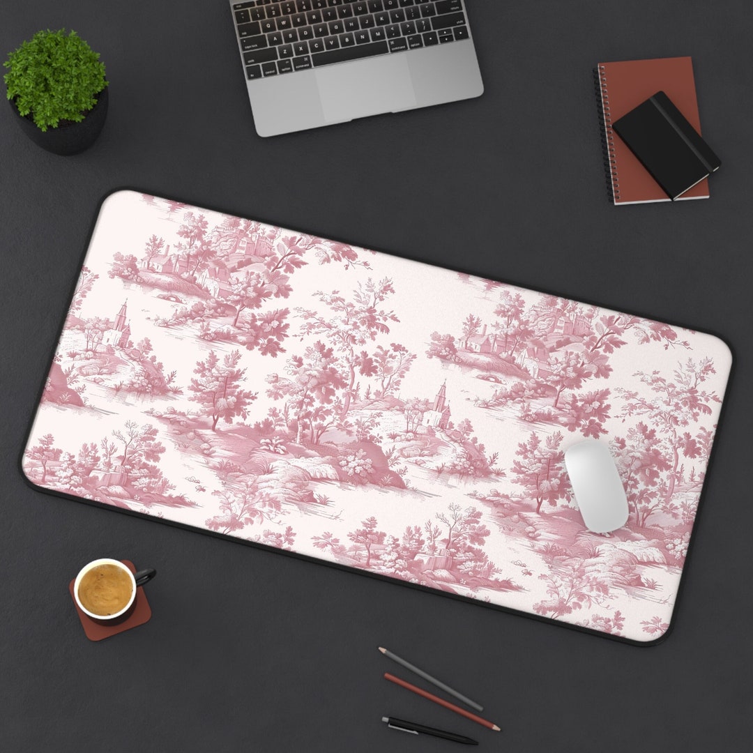 Pink Toile De Jouy Desk Mat: French Country Office Decor - Etsy