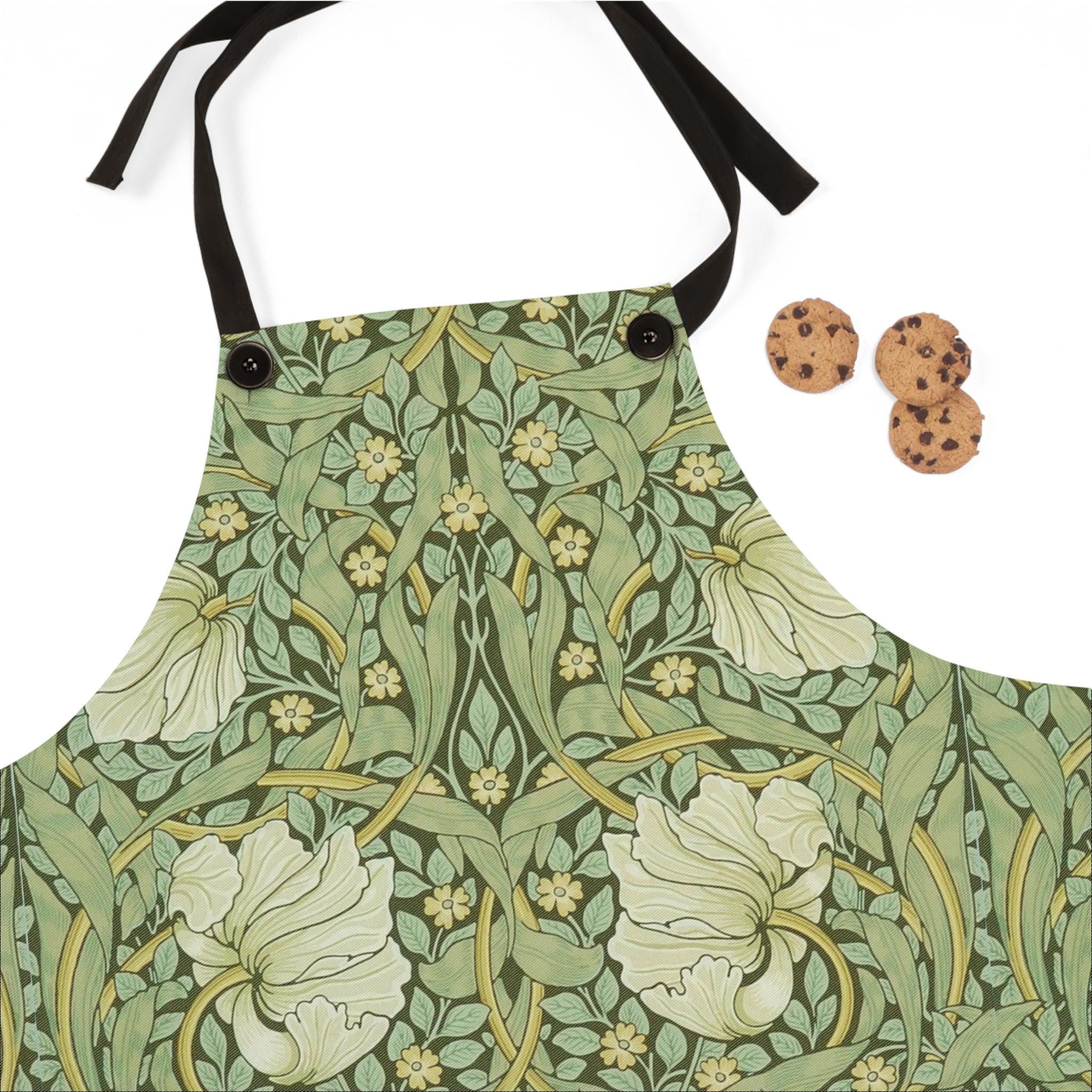 William Morris Pimpernel Apron, Sage Green Victorian Botanical Cooking ...