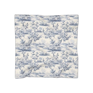 Blue French Toile Scarf, Toile De Jouy Sash, Blue Chinoiserie Fabric ...