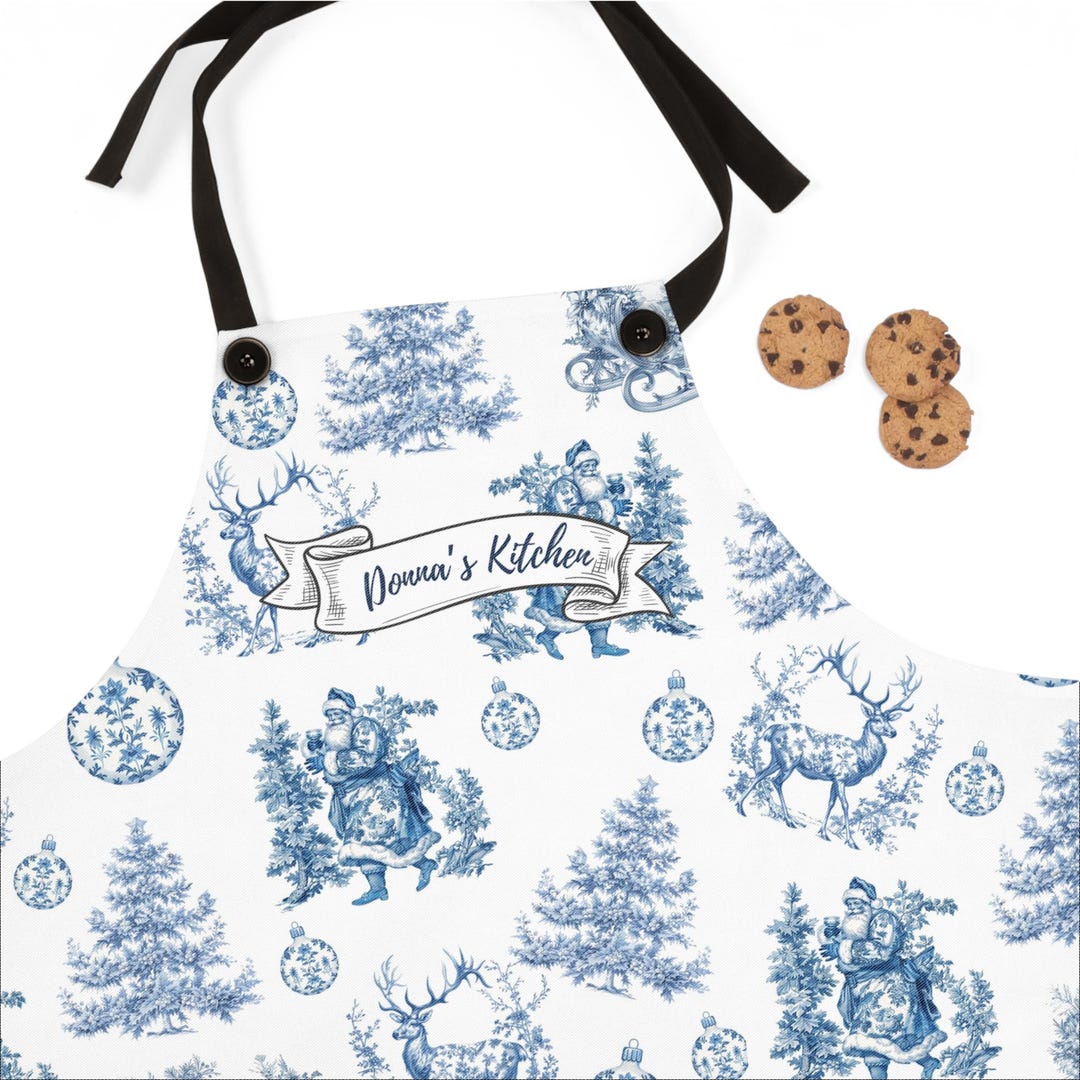 Blue Christmas Custom Apron, French Country Apron, Blue Toile Apron - Etsy
