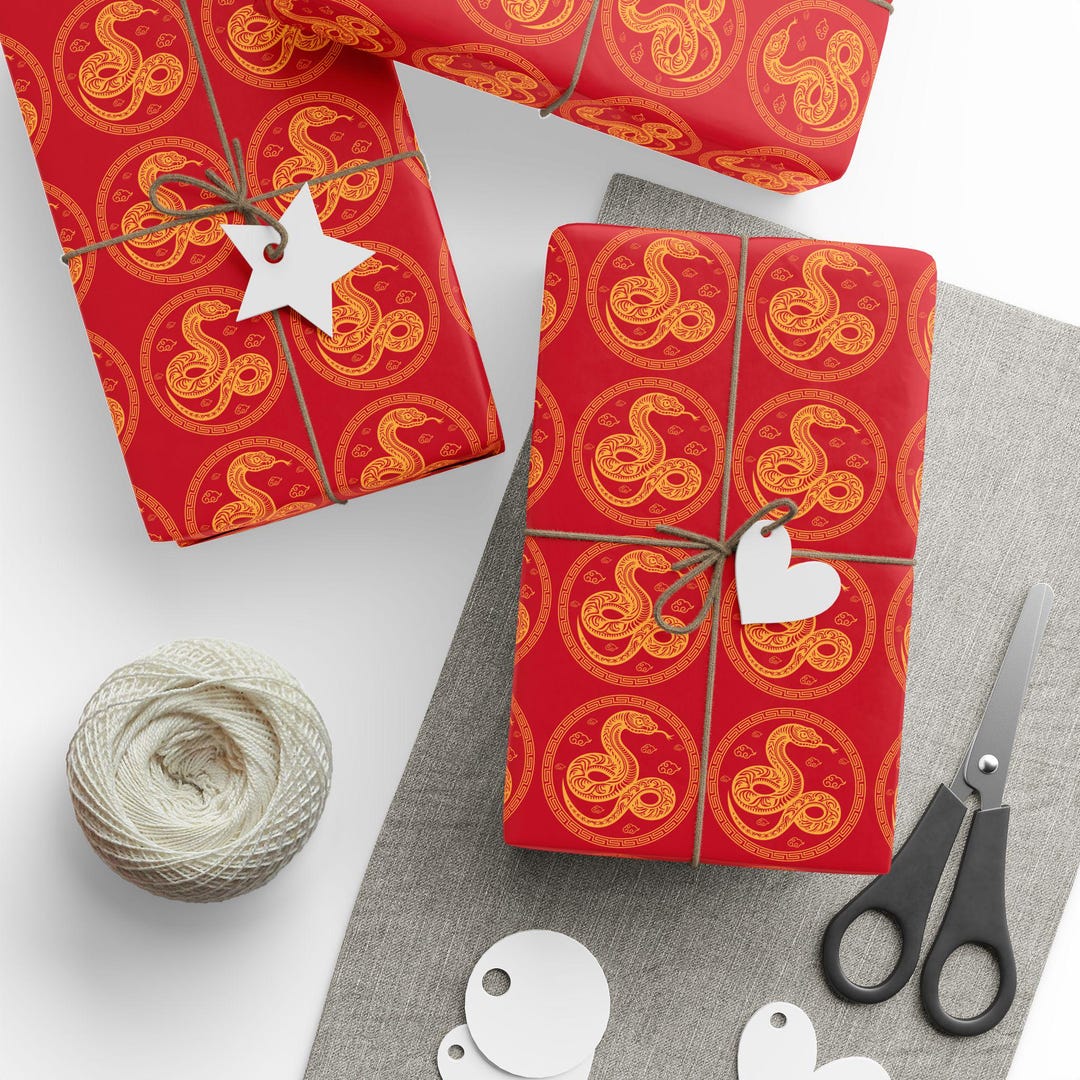 Snake Gift Wrap, Lunar New Year, Chinese Wrapping Paper, Asian Lunar ...