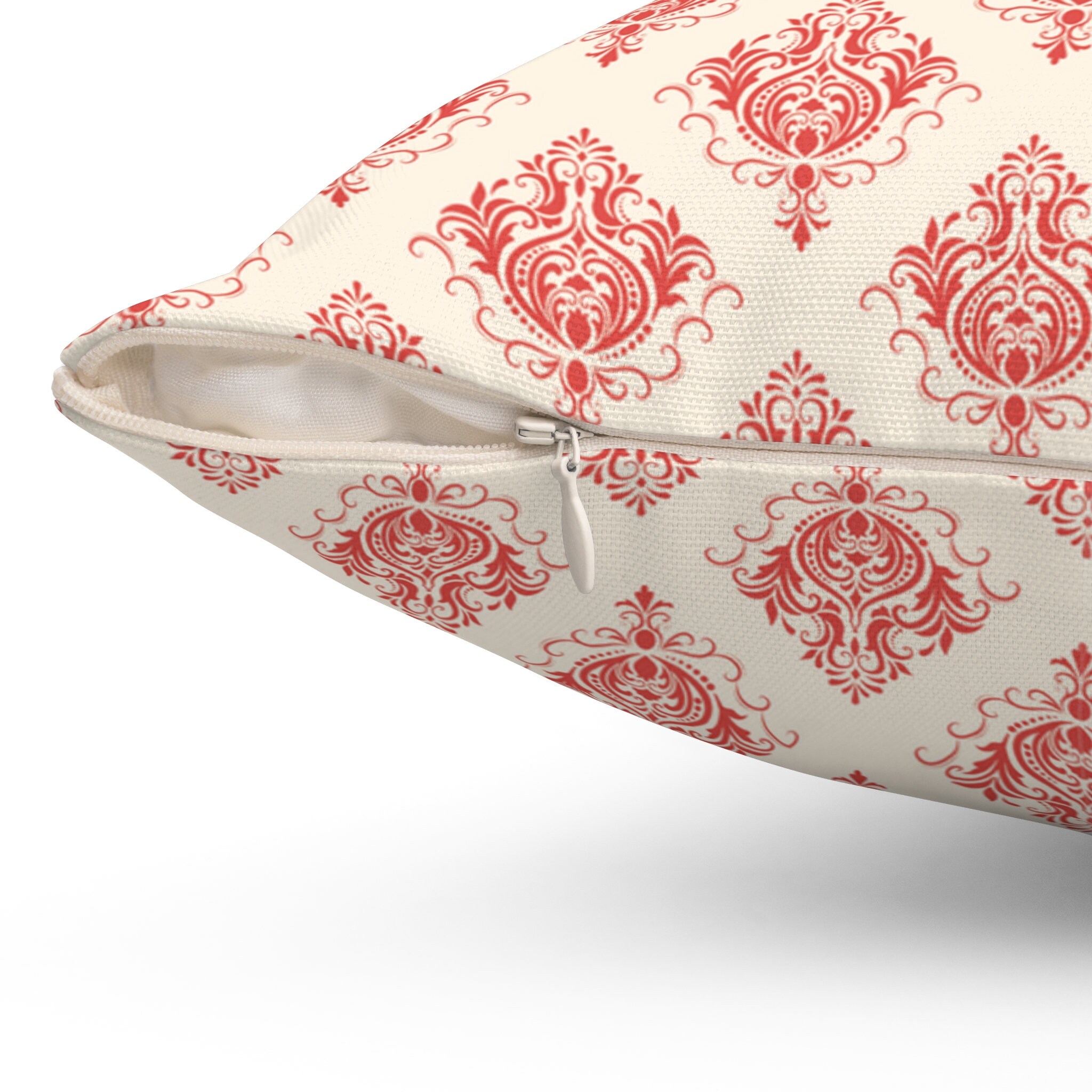 Red French Country Pillow Set, Red Damask Patterns, French Inscriptions ...