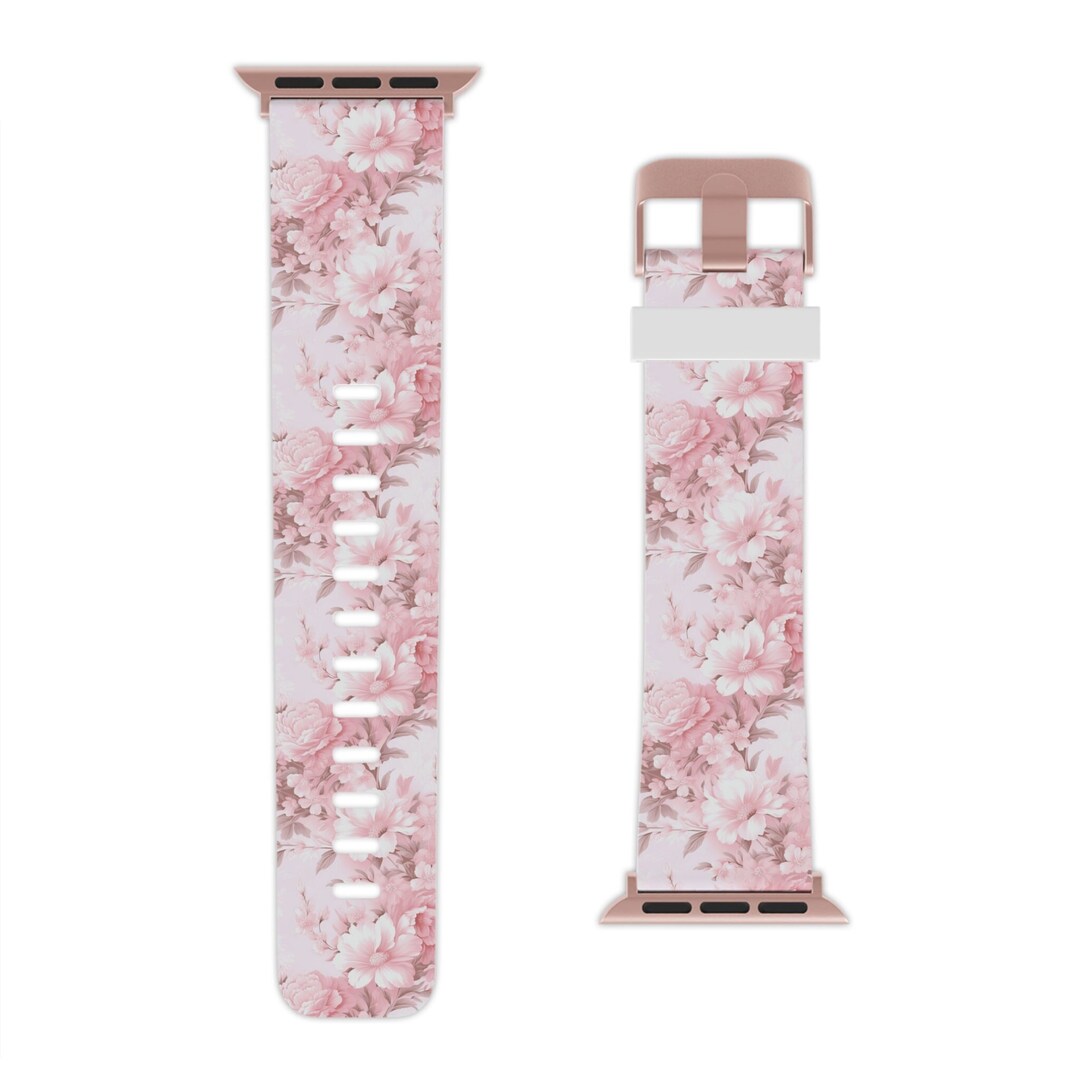Pink Floral Watch Band for Apple Watch, Pink Shabby Chic Watchband ...
