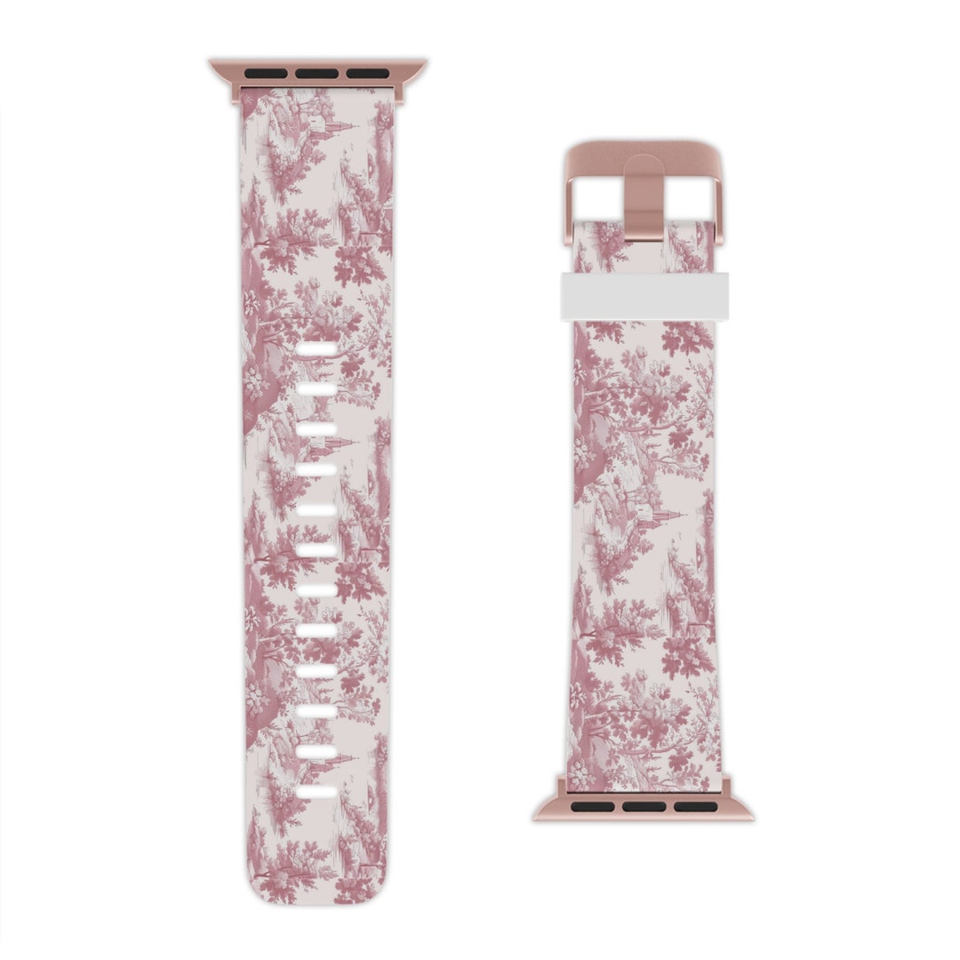 Pink Toile Watch Band for Apple Watch, Pink Floral Shabby Chic ...