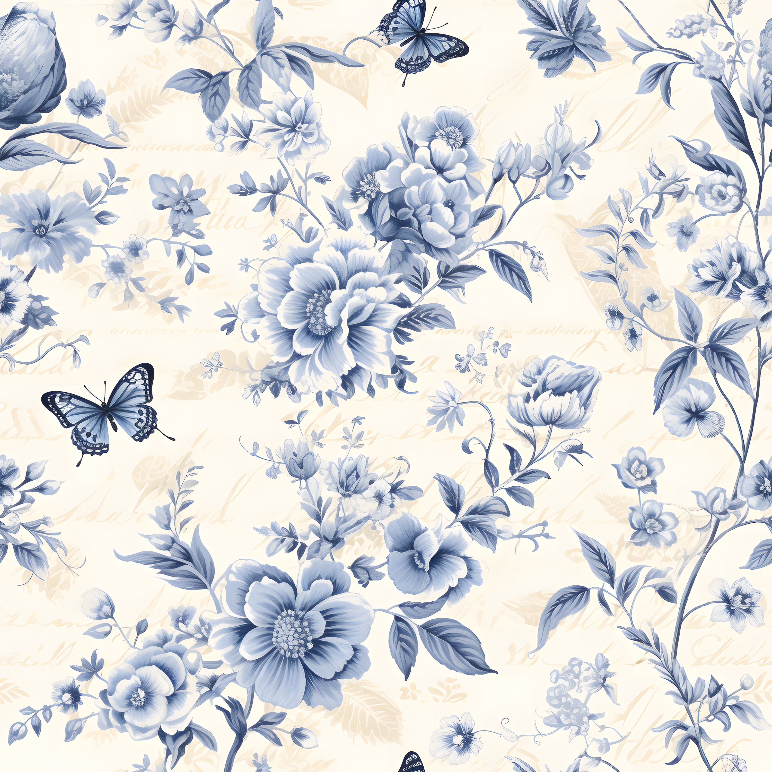 Floral French Toile Duvet Cover, Blue Chinoiserie Microfiber Duvet ...