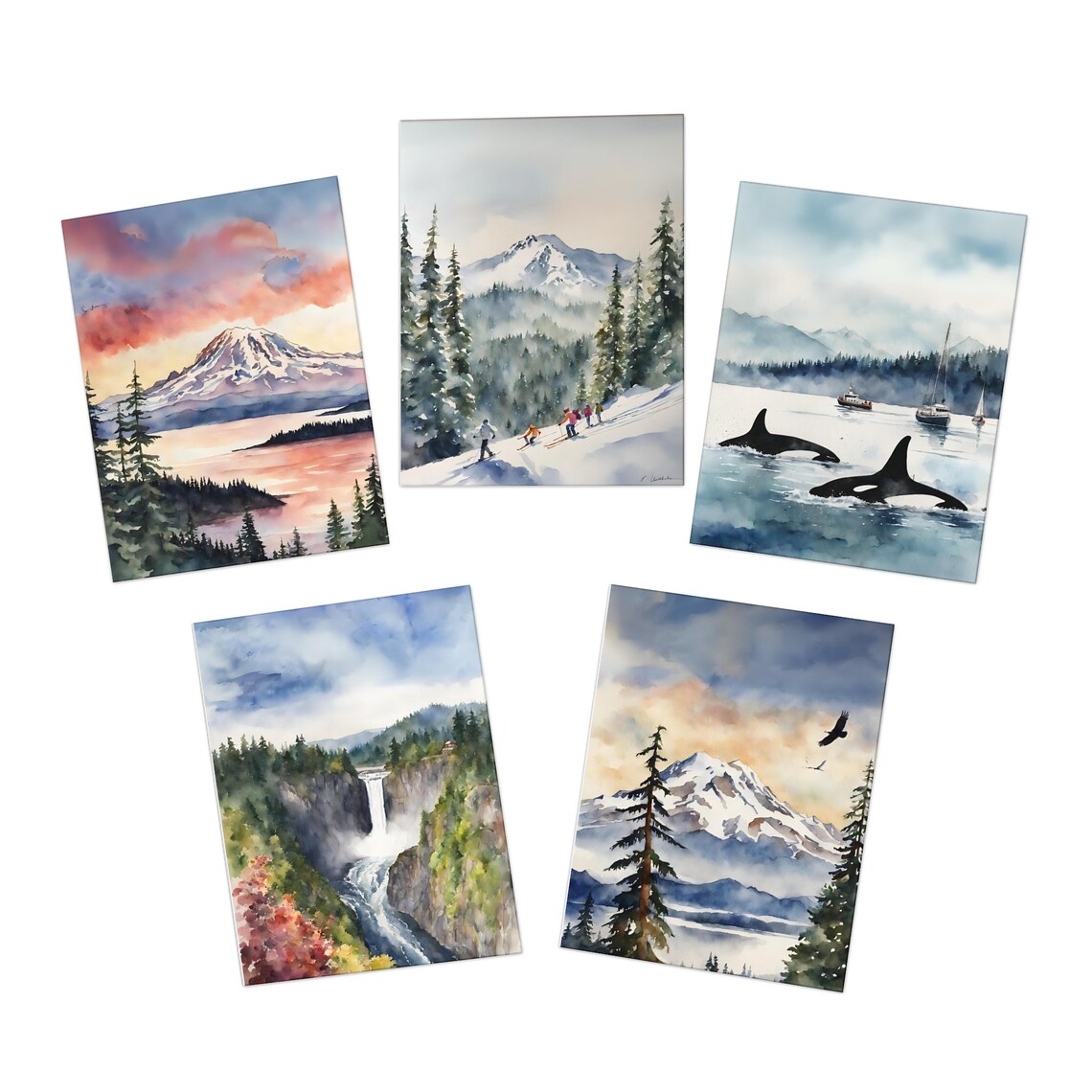 Seattle Holiday Cards - Pacific Northwest Landmarks (5 Pack ...