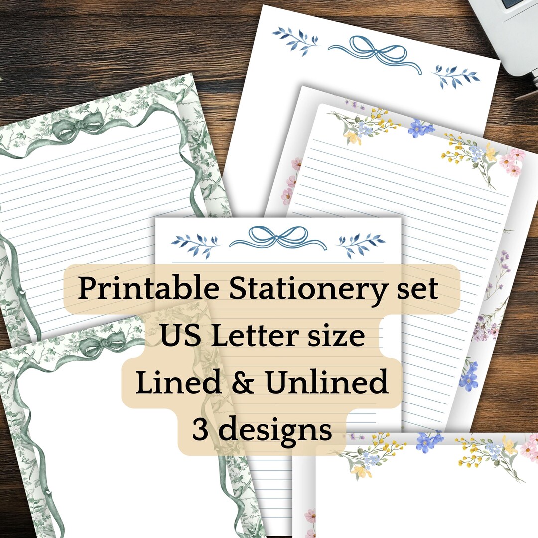 Preppy Floral Lined Paper PDF | Digital Planner Refills | Journal Pages ...