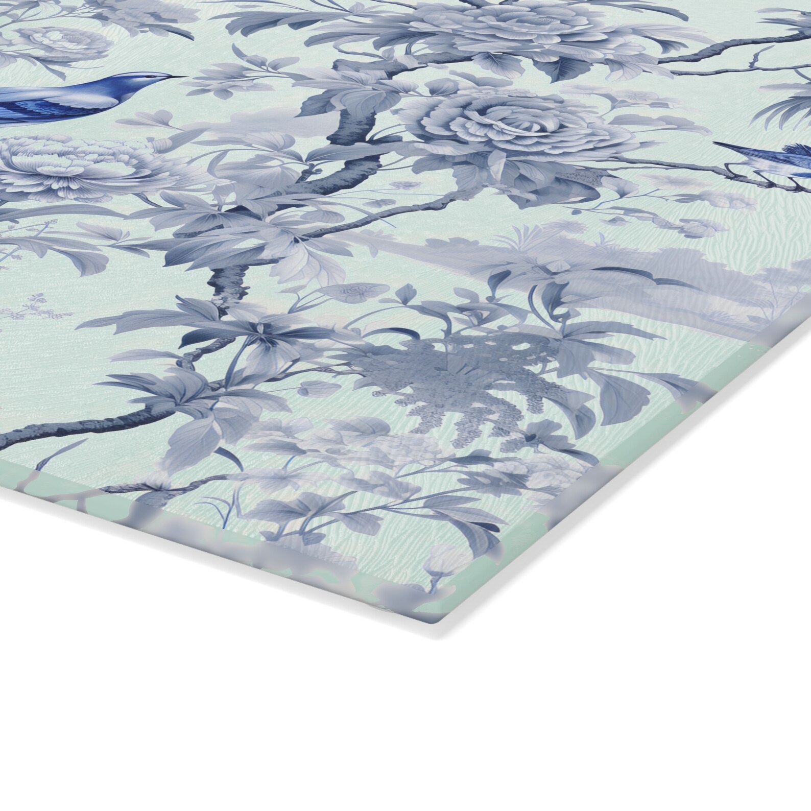 Blue Floral Toile Glass Cutting Board: Non-toxic Farmhouse Decor - Etsy