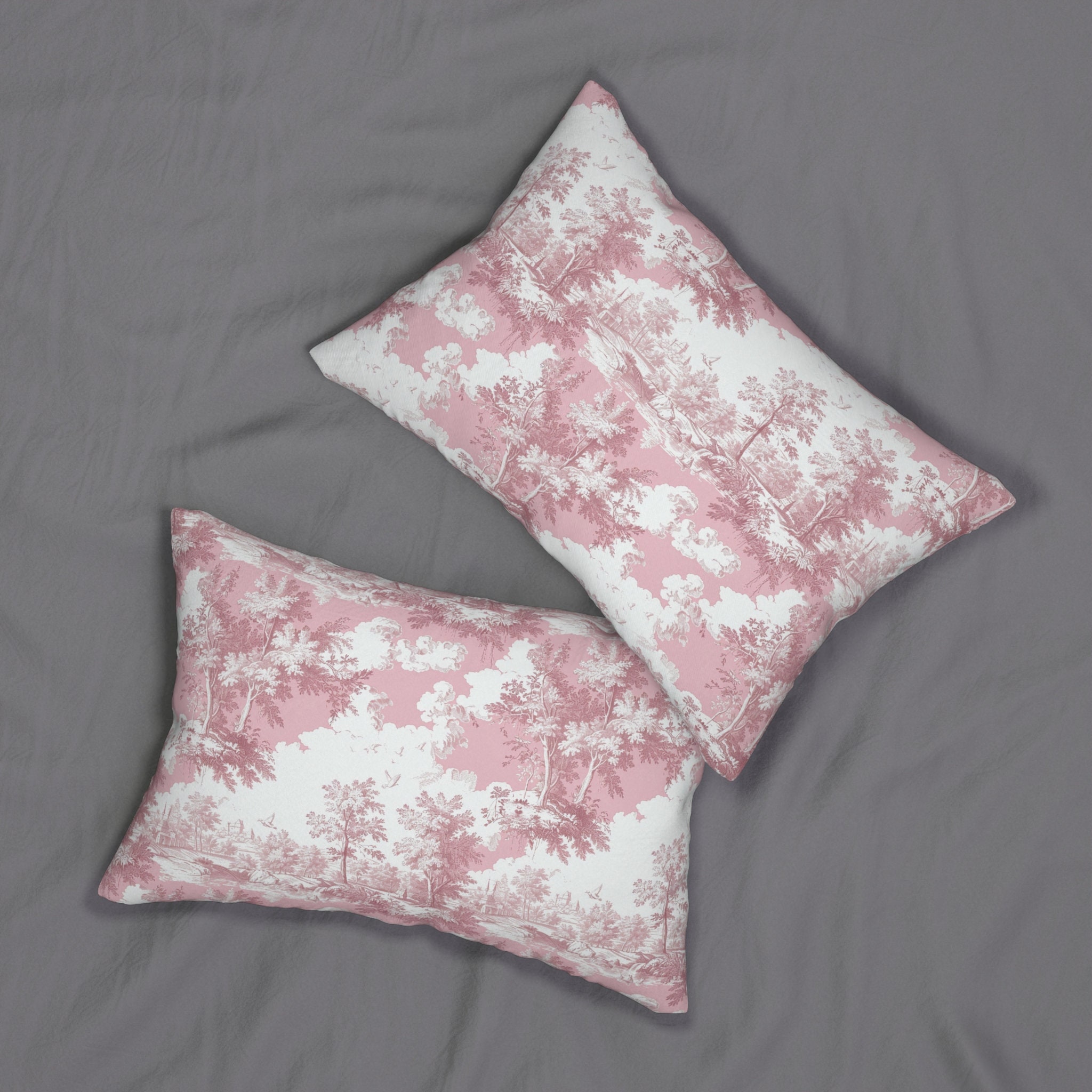 Pink Toile Lumbar Pillow, Toile De Jouy Pillow, Shabby Chic Throw ...