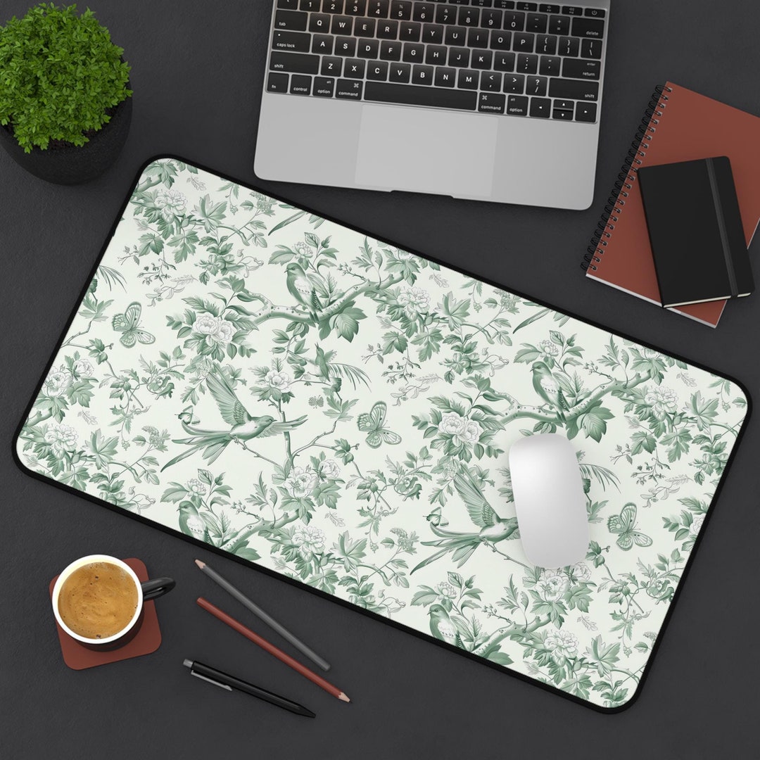 Floral Sage Green Desk Mat, Green Floral Mousepad, Toile Sage Green ...