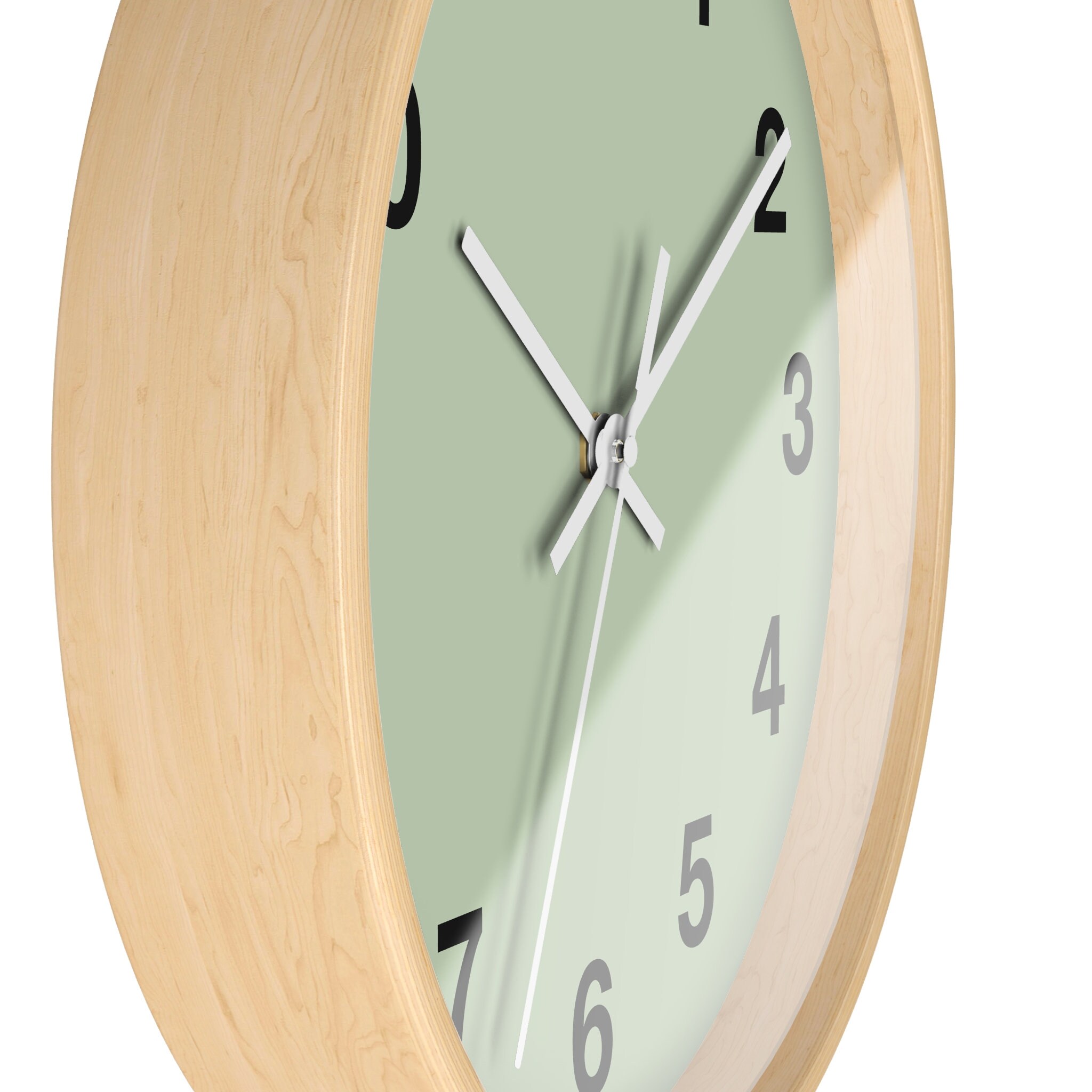 Sage Green Wall Clock, Green Kitchen Decor, Silent Analog Clock ...