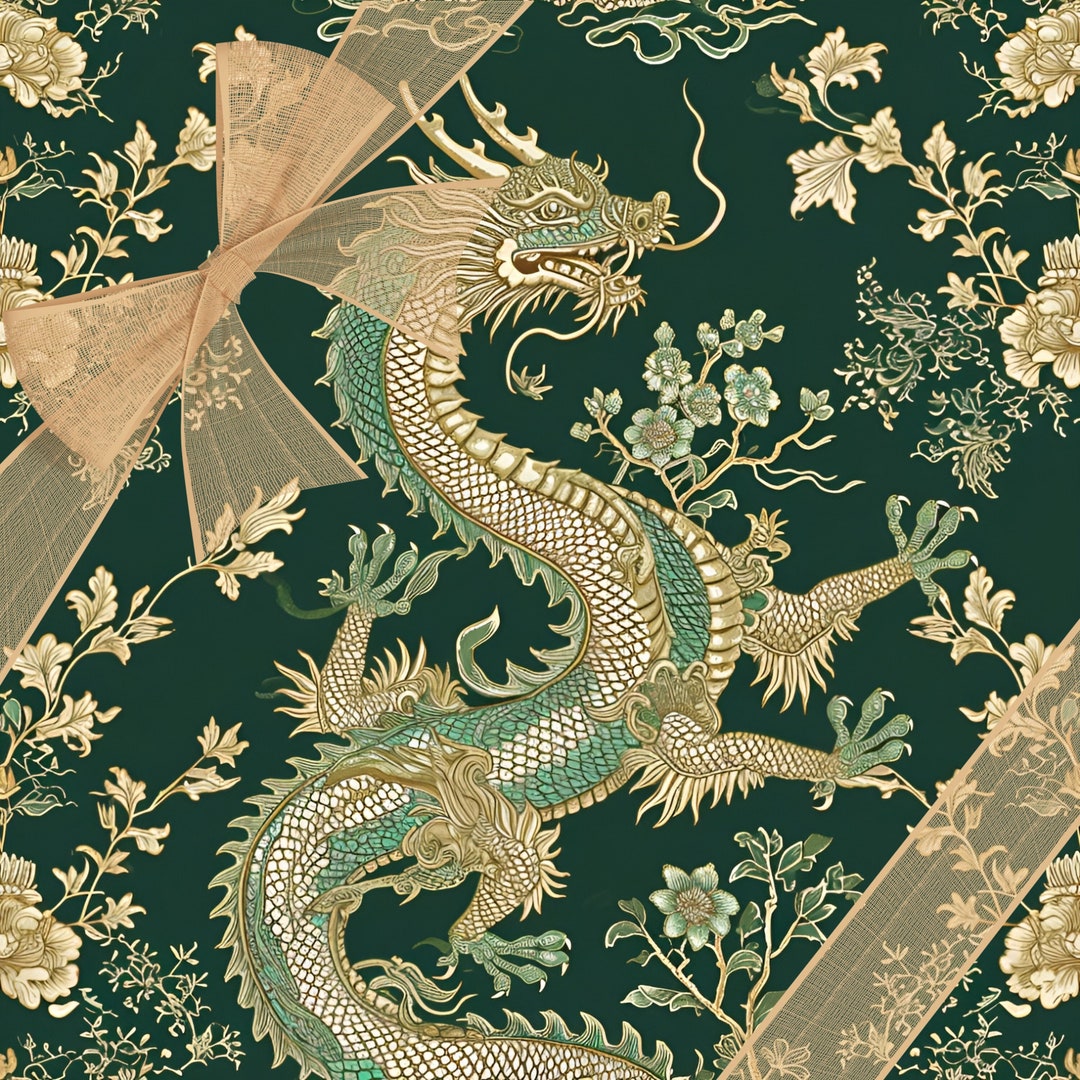 Chinese Dragon Gift Wrap Papers, Chinoiserie Wrapping Paper, Matte ...