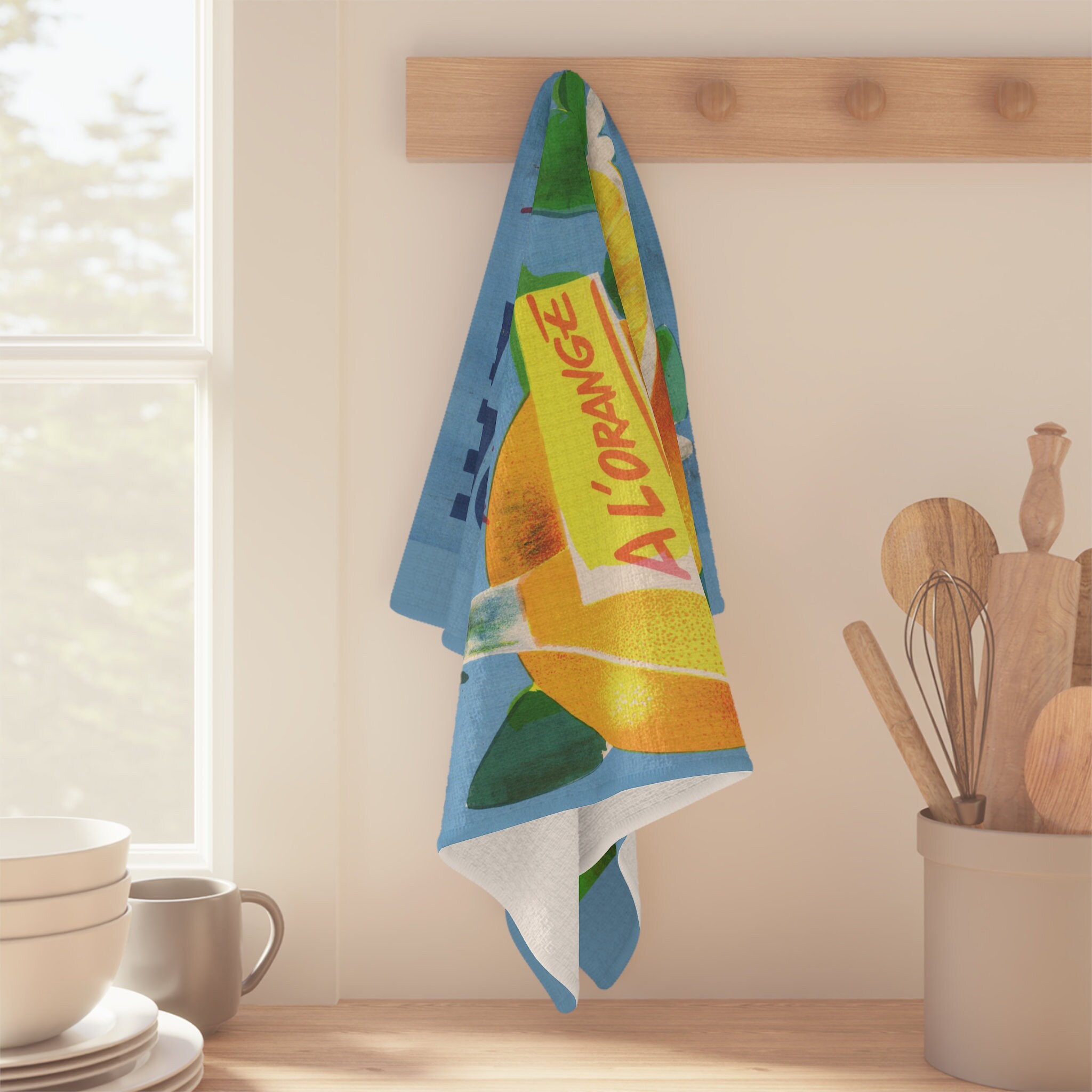 Vintage French Tea Towel, French Country Kitchen Towel With Lemonade ...