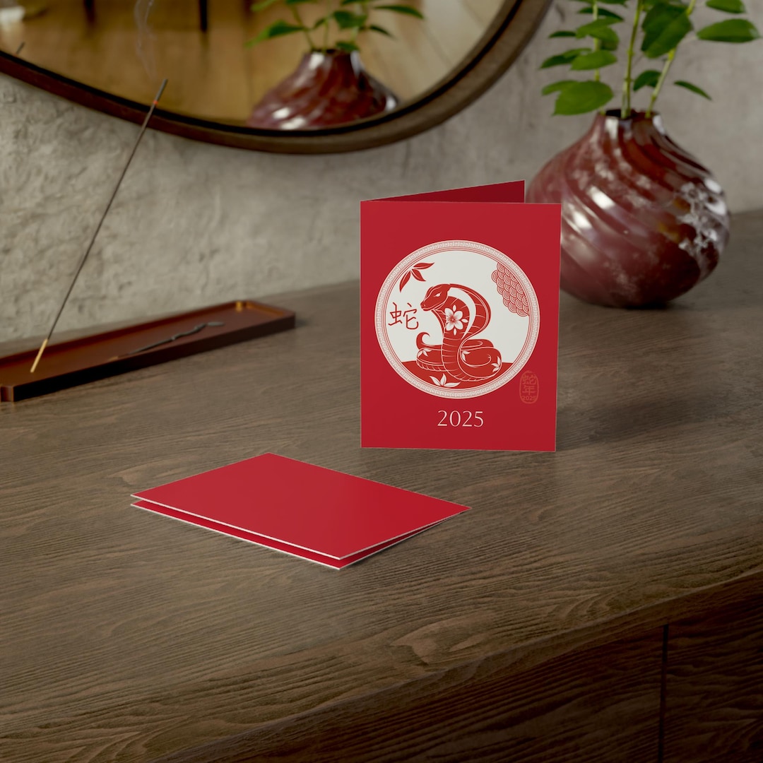 Greeting Cards, Lunar New Year Snake Design, 2025 Chinese Year of the ...