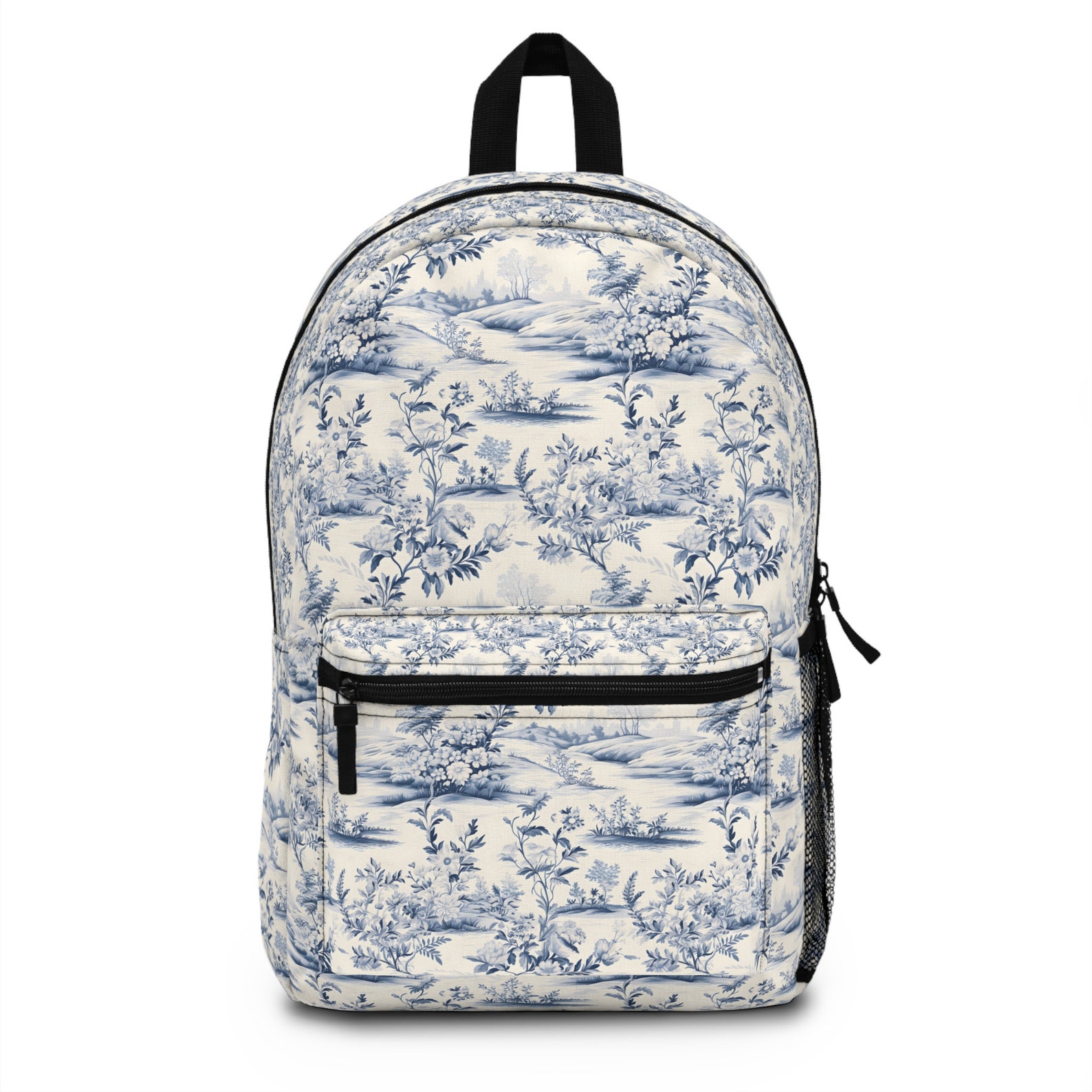 French Blue Toile Backpack: Floral Chinoiserie Polyester Bag - Etsy
