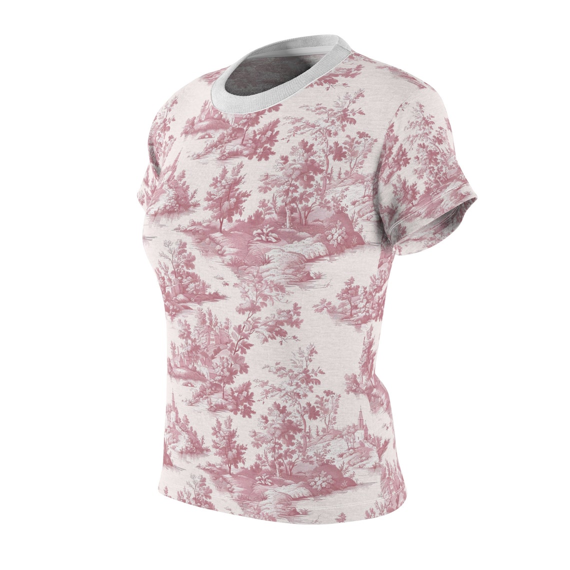 Pink Toile De Jouy T-shirt: Cottagecore Floral Summer Tee - Etsy
