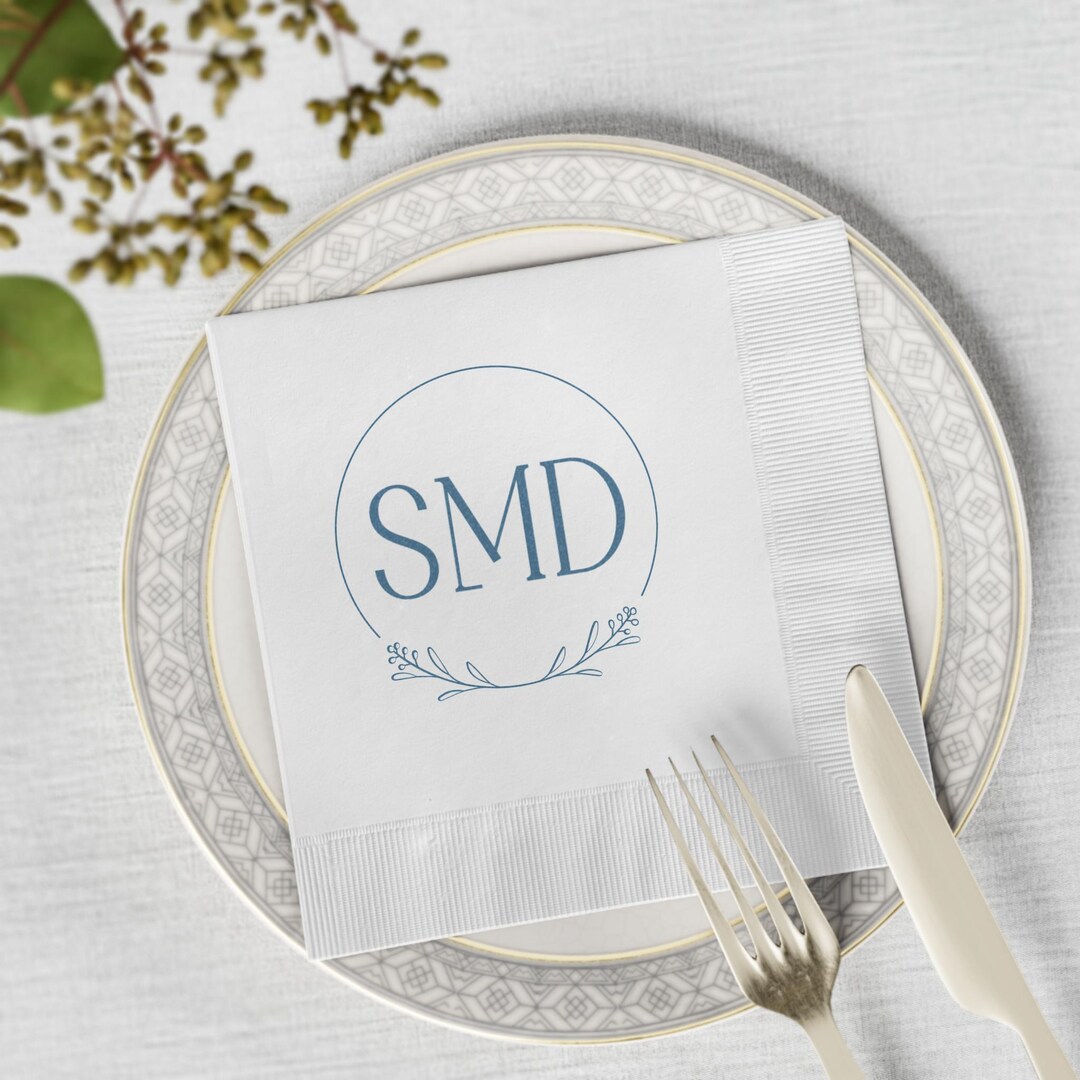 Monogrammed Paper Napkins, Personalized White Coined Wedding Paper ...