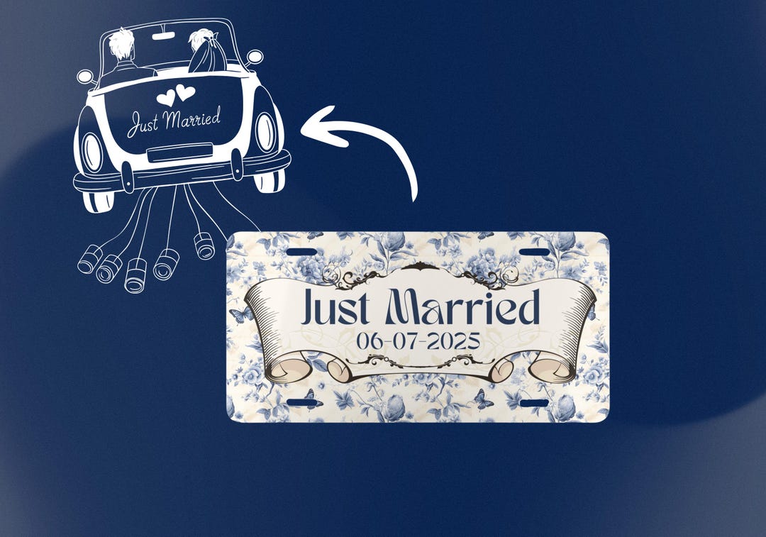 Just Married License Plate, Car Plate Cover, Wedding Car Decor, Wedding ...