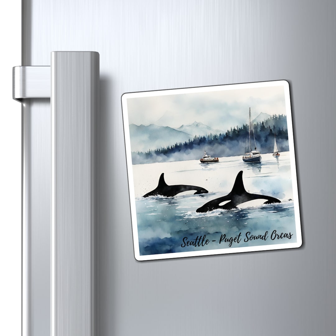 Seattle Magnets With Orcas of the Puget Sound Seattle Souvenir Seattle ...