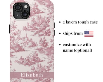 Toile De Jouy Baby Pink Tough Phone Cases - Etsy