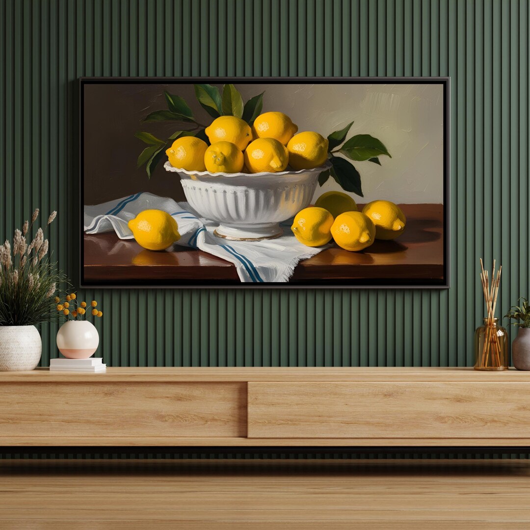 Lemon Citrus Painting for Samsung Frame TV – Still Life Oil Digital Art ...
