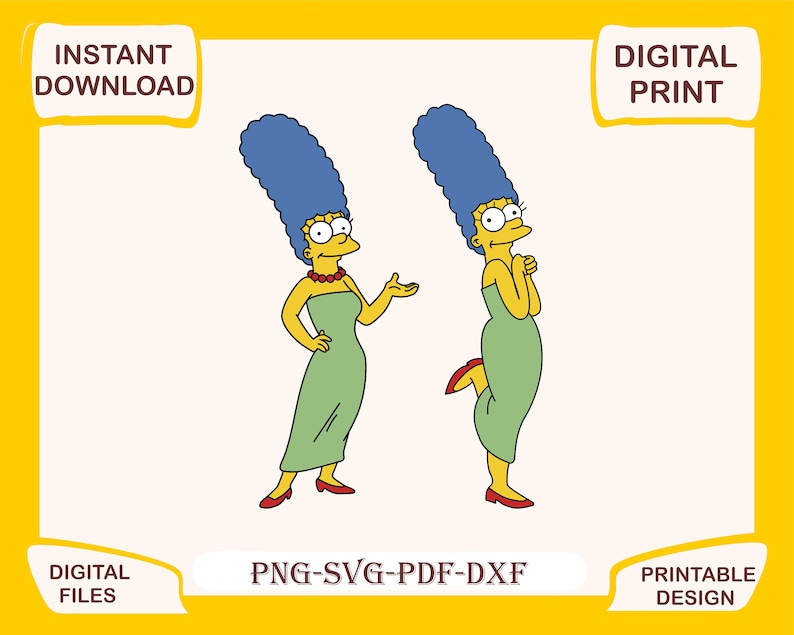 Simpsons 28 Marge Clip Art Png Svg Simpsons Svg Png Cut - Etsy