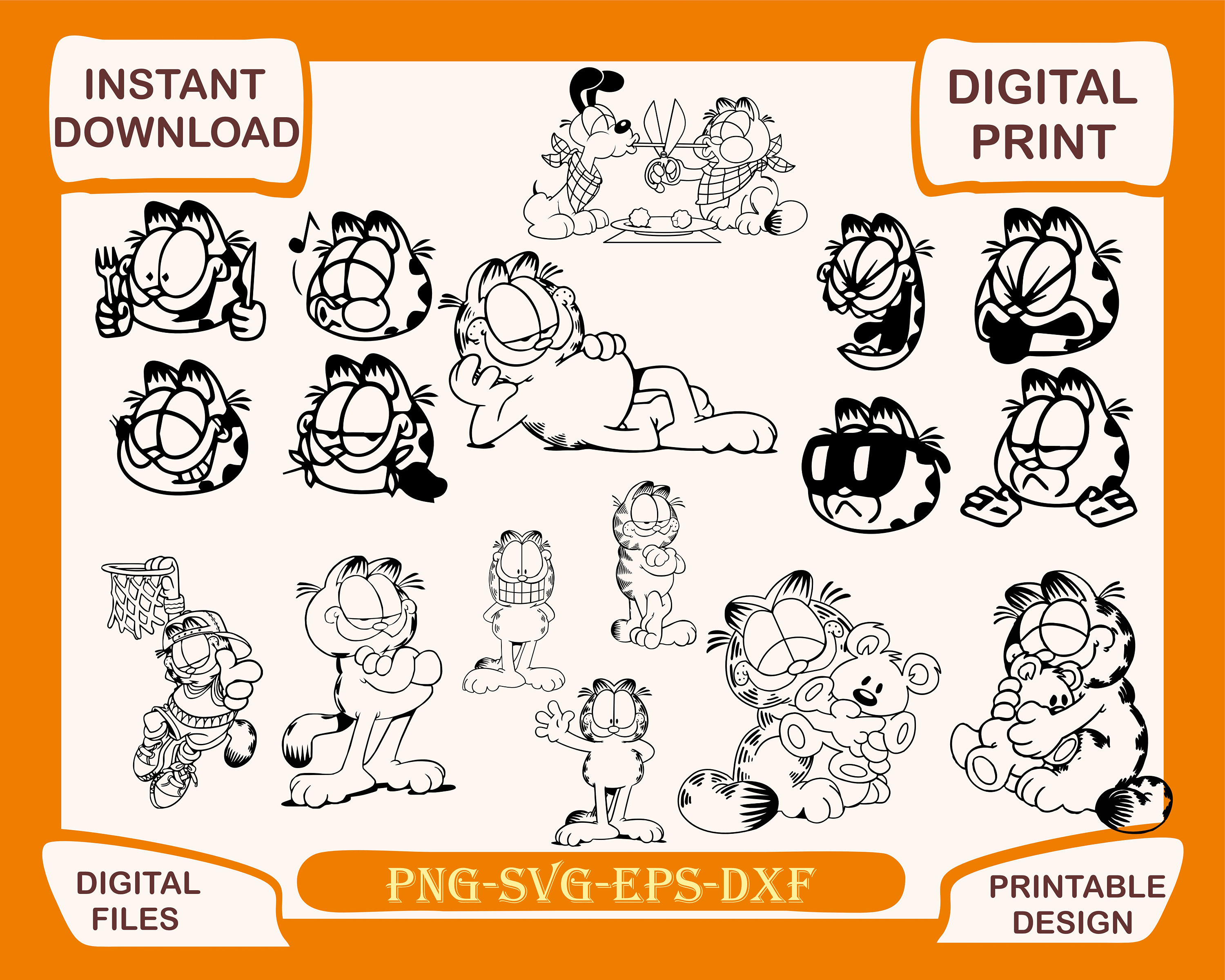 Garfield Bundle Vector Svg Png Cut File garfield Cartoon - Etsy Australia