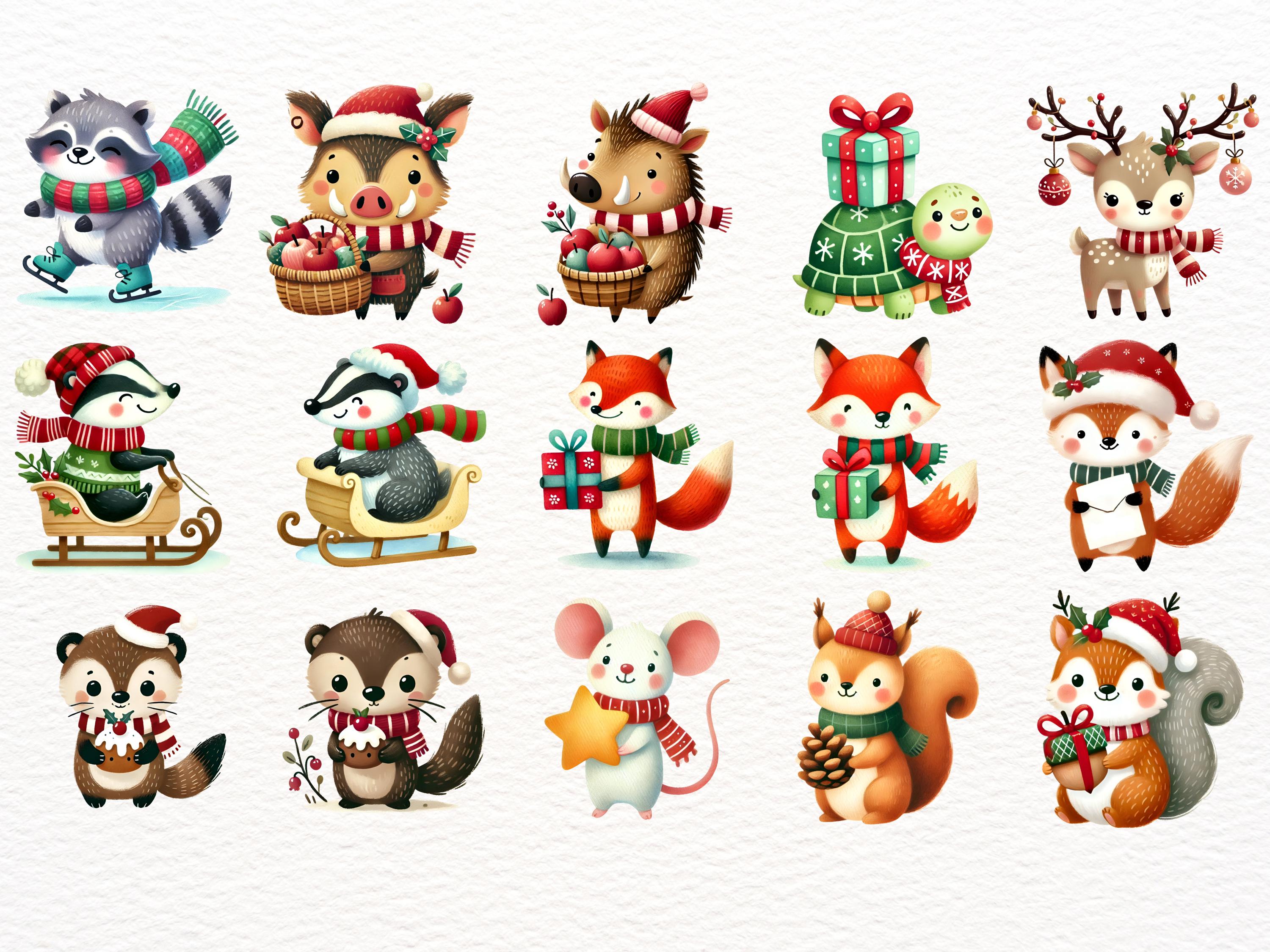 Christmas Woodland Animals Clipart Bundle / Cute Woodland Animals ...
