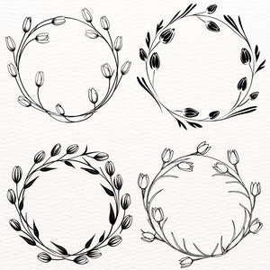 Tulip Wreath SVG | Floral Wreath Svg File |greenery Wreath Png ...