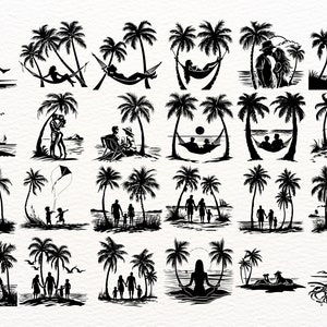Beach Scene Svg Bundle / Sunset Beach Svg / Sunset Landscape / Nature Scene / Tropical Svg Files ...